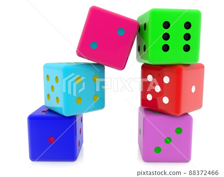 Two columns with colored dice on white background - Stock Illustration ...