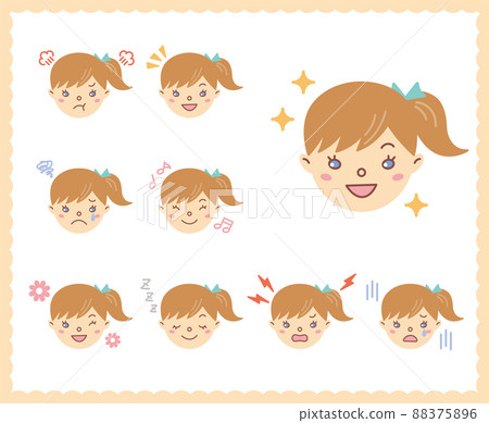 Emotions of women's emotions Face icon set 7 - Stock Illustration ...