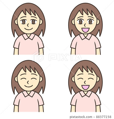 A set of gentle facial expressions for young women - Stock Illustration ...