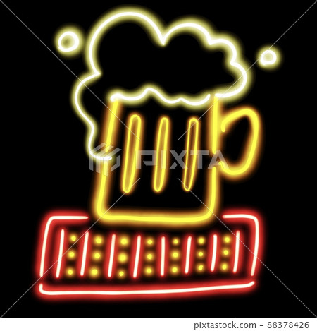Beer mug neon light night pub bar alcohol drink... - Stock Illustration ...