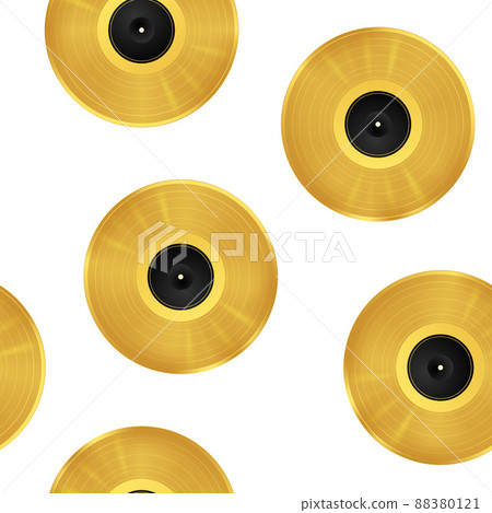 Seamless pattern of golden musical vinyl... - Stock Illustration ...