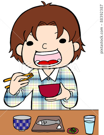 People who eat delicious rice - Stock Illustration [88392387] - PIXTA