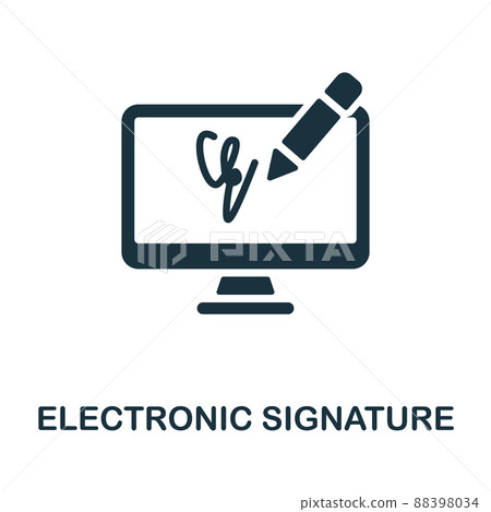 Electronic Signature icon. Monochrome simple... - Stock Illustration ...
