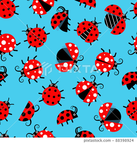 Seamless pattern with ladybugs flat on... - Stock Illustration ...