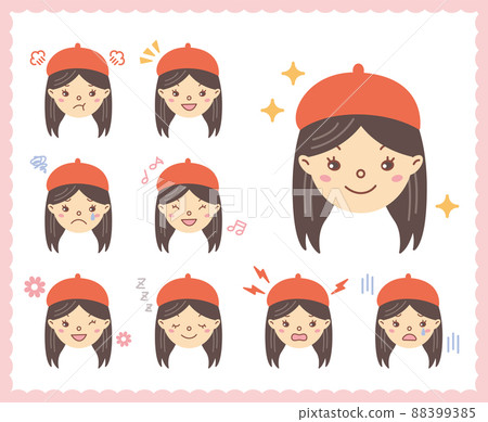 Emotions of women's emotions Face icon set 13 - Stock Illustration ...