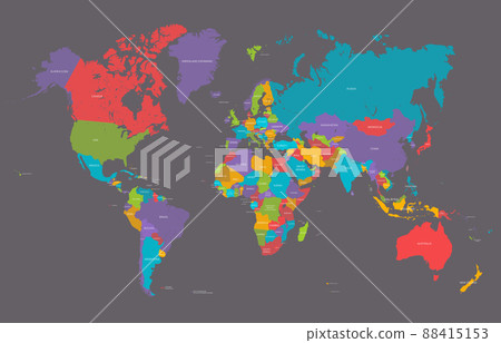 World political earth map in retro color... - Stock Illustration ...