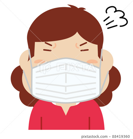 Facial expression of masked woman: anger - Stock Illustration [88419360 ...