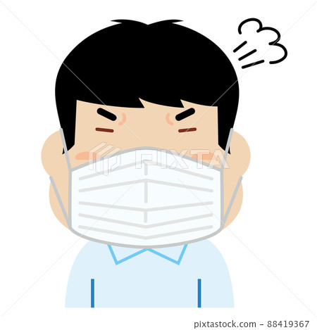 Facial expression of masked man: anger - Stock Illustration [88419367 ...