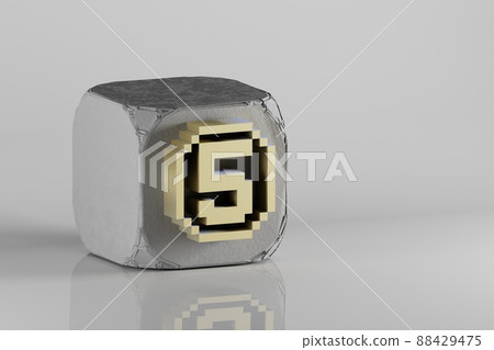 Beautiful Golden Pixel number 5 symbol icons on...-插圖素材 [88429475 ...