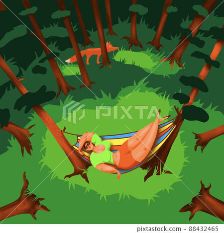 Young girl cartoon character resting in a... - Stock Illustration ...