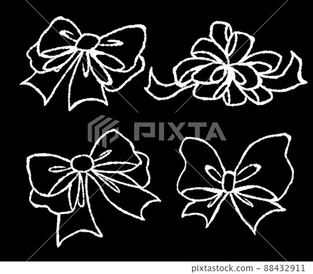 White line drawing ribbon illustration set icon - Stock Illustration ...