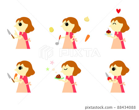 Cooking woman icon 2 (curry) - Stock Illustration [88434088] - PIXTA