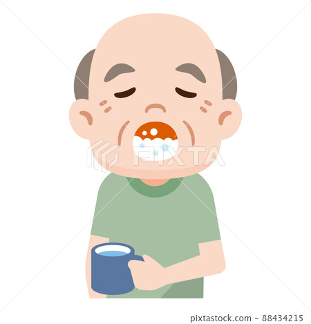 Elderly man gargling - Stock Illustration [88434215] - PIXTA