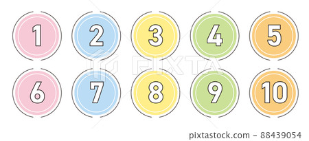 Number icon set from 1 to 10 Circle (pastel color) - Stock Illustration ...