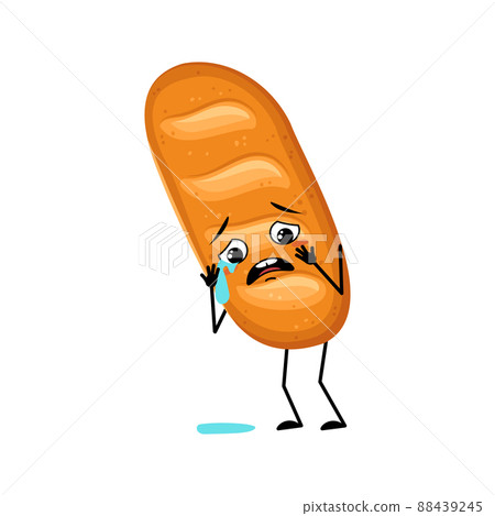 Cute loaf of bread character with crying and... - Stock Illustration ...