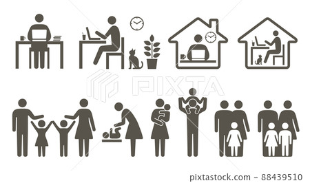 People family icon pictogram illustration set - Stock Illustration ...