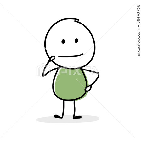 Contemplating cartoon character. Gestures... - Stock Illustration ...