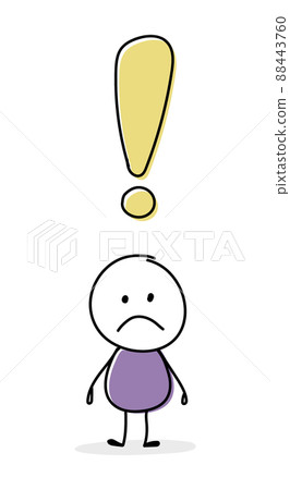 Sad cartoon caricature with exclamation mark... - Stock Illustration ...