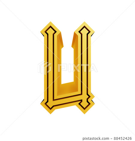 Modern gothic style font.Golden letter isolated... - Stock Illustration ...