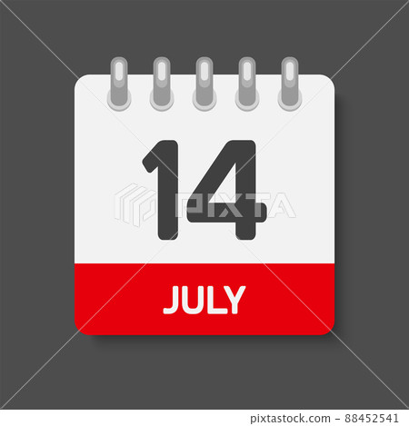Icon day date 14 July, template calendar page - Stock Illustration ...
