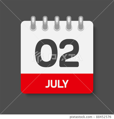 Icon day date 2 July, template calendar page - Stock Illustration ...