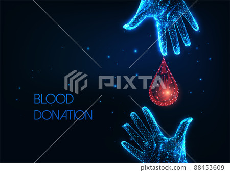 Futuristic blood donation concept with glowing... - Stock Illustration ...