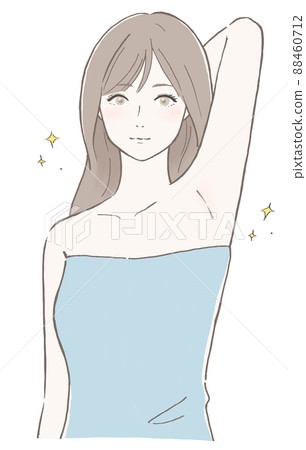 A woman with beautiful armpits, black line drawing - Stock Illustration ...