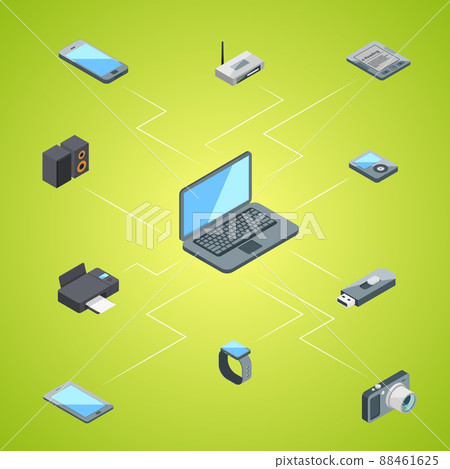 isometric gadgets icons infographic concept... - Stock Illustration ...