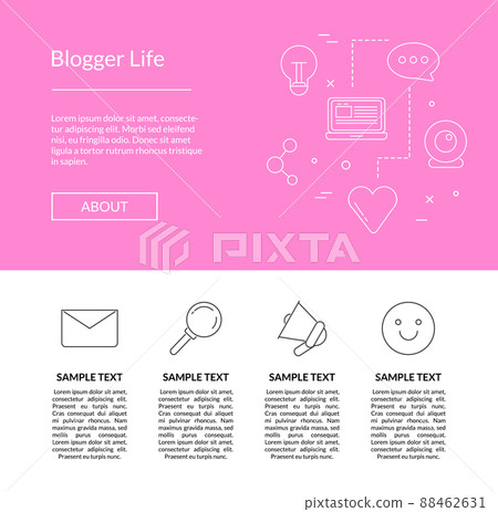 line blog icons landing page template illustration - Stock Illustration ...