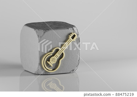 Jazz guitar icon. Beautiful Golden music symbol...-插圖素材 [88475219 ...