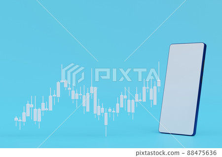 Smartphone and candle stick chart showing... - Stock Illustration ...