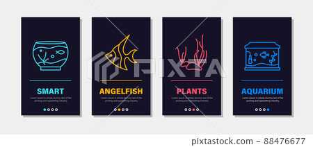 Pet shop vertical banners with aquarium. Vector... - Stock Illustration ...
