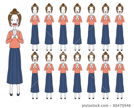 Full-body illustration set with various facial... - Stock Illustration ...