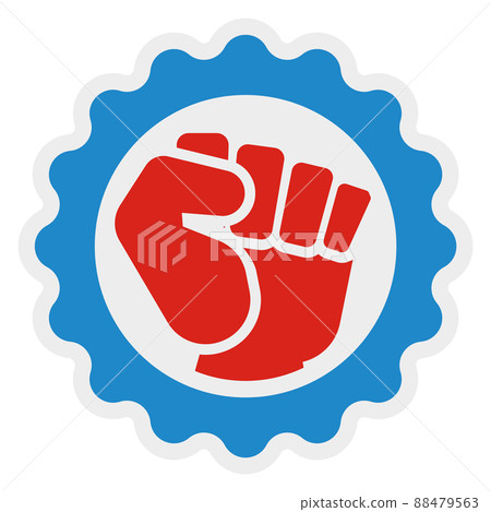 Red fist emblem. Power fight round symbol - Stock Illustration ...