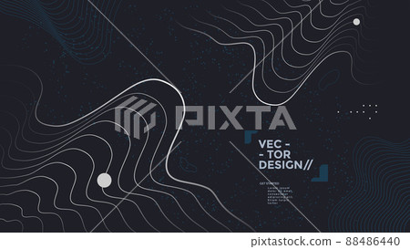 White wireframe wave with geometric shapes - Stock Illustration ...