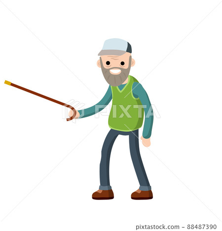 Funny old man with a cane. - Stock Illustration [88487390] - PIXTA