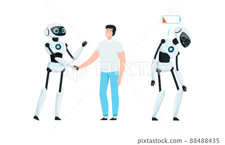 Cybernetic robotic cyborgs set. Artificial... - Stock Illustration ...