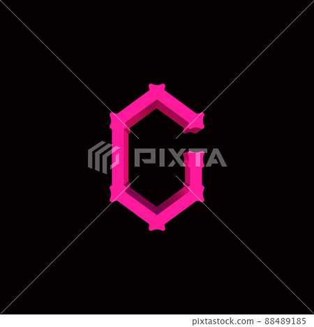 3D rendering decorative magenta letter on black... - Stock Illustration ...