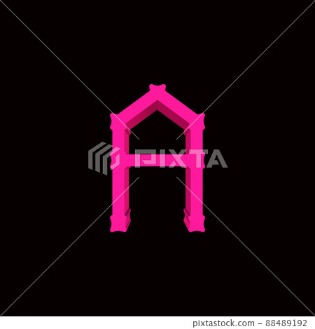3D rendering decorative magenta letter on black... - Stock Illustration ...