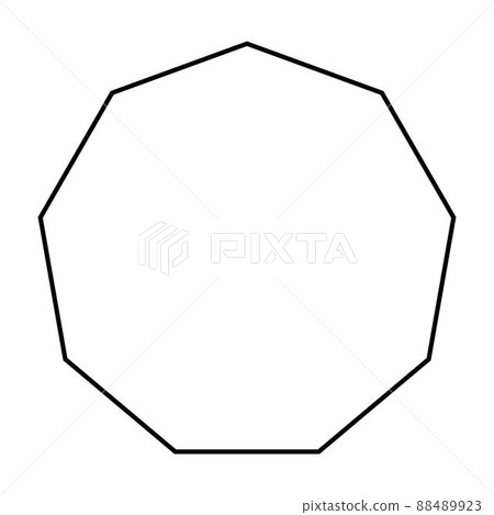 Nonagon shape symbol vector icon outline stroke...-插圖素材 [88489923 ...