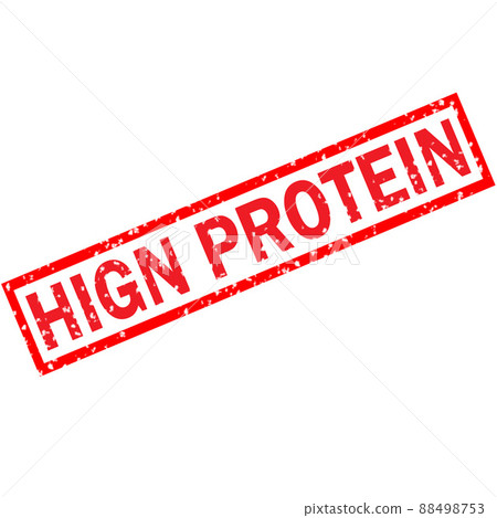 high protein red grunge rubber stamp on white... - Stock Illustration ...