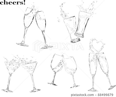 Cheers set line drawing - Stock Illustration [88499879] - PIXTA