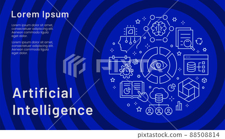 Artificial intelligence circle template line... - Stock Illustration ...
