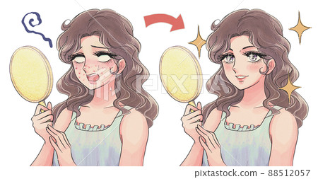 Retro Shojo Manga Expression-Before After... - Stock Illustration ...