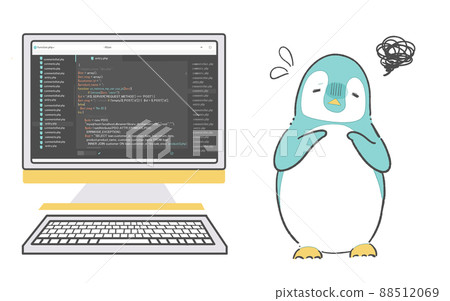 Penguins stumbled upon programming - Stock Illustration [88512069] - PIXTA