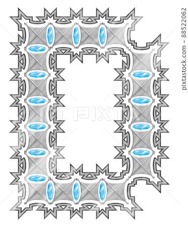 Decorative silver letter with blue gems... - Stock Illustration ...