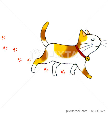 Illustration of a cute cat walking with a proud... - Stock Illustration ...
