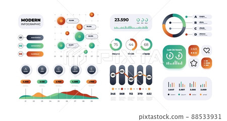 Graph infographic. Colorful modern flow charts... - Stock Illustration ...
