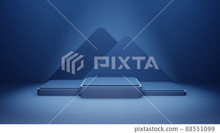 Minimal stage mock up. Dark blue square base.... - Stock Illustration ...