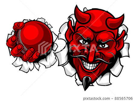 Devil Satan Cricket Sports Mascot Cartoon - Stock Illustration ...